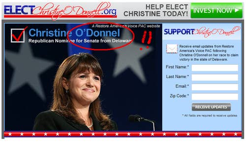 Elect Christine O'Donnell.org Can't Spell Christine O'Donnell
