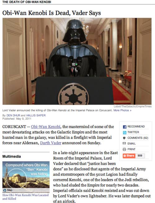 Obi Wan Kenobi Is Dead Vader Says