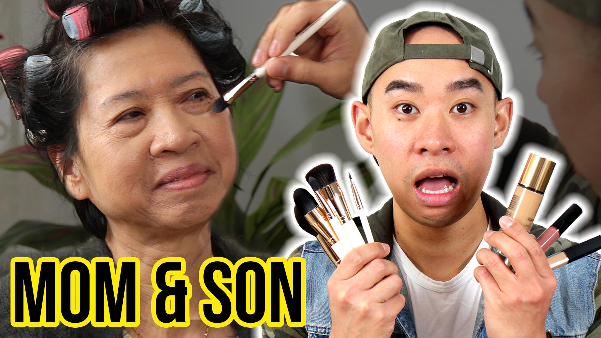 Son Does His Mom's Makeup For The First Time