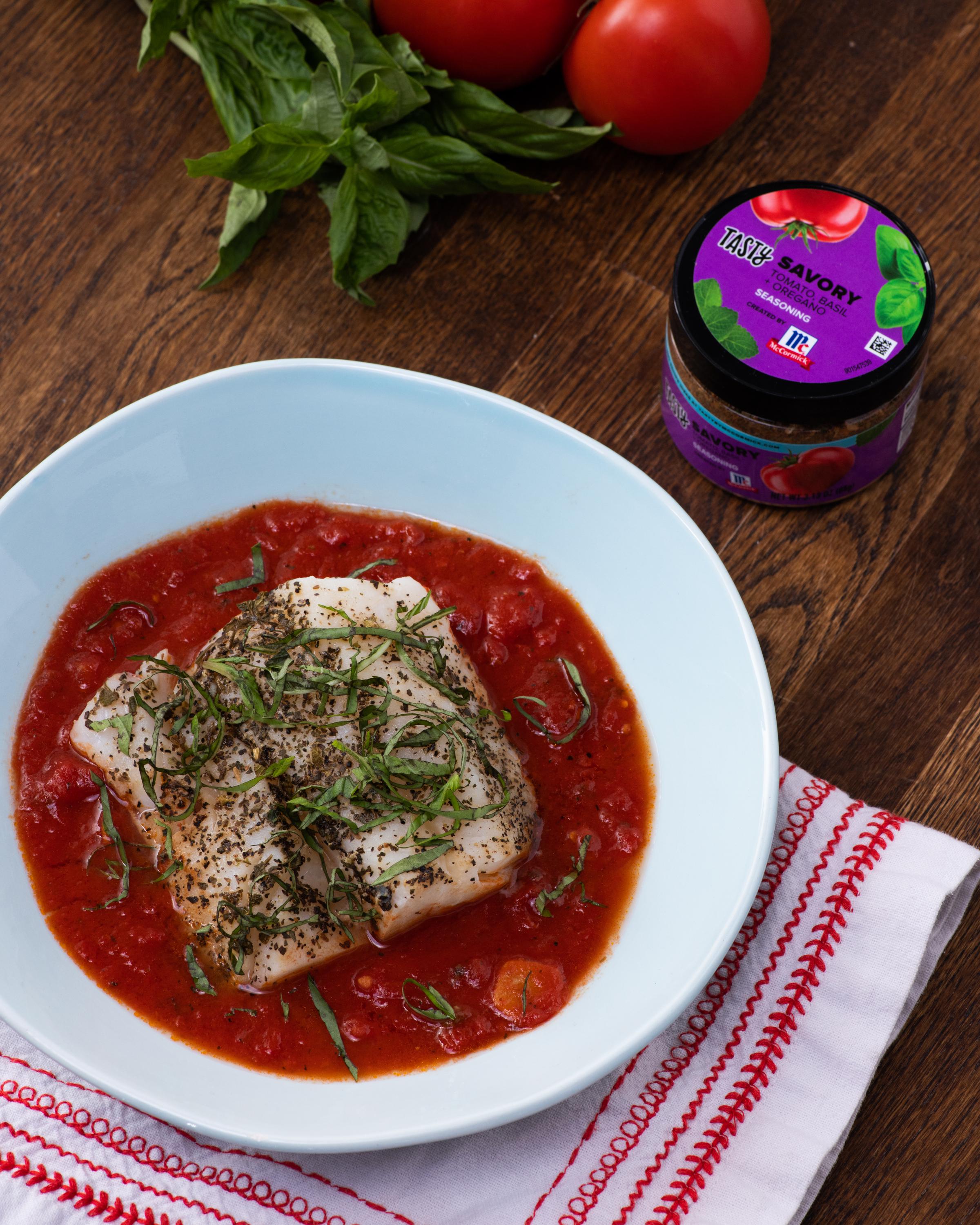 Savoury White Fish With Simmered Tomatoes Recipe by Tasty