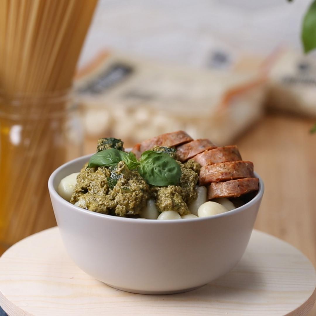 Grilled Sausage Dinner: Pesto Chango! Poof! Recipe by Tasty