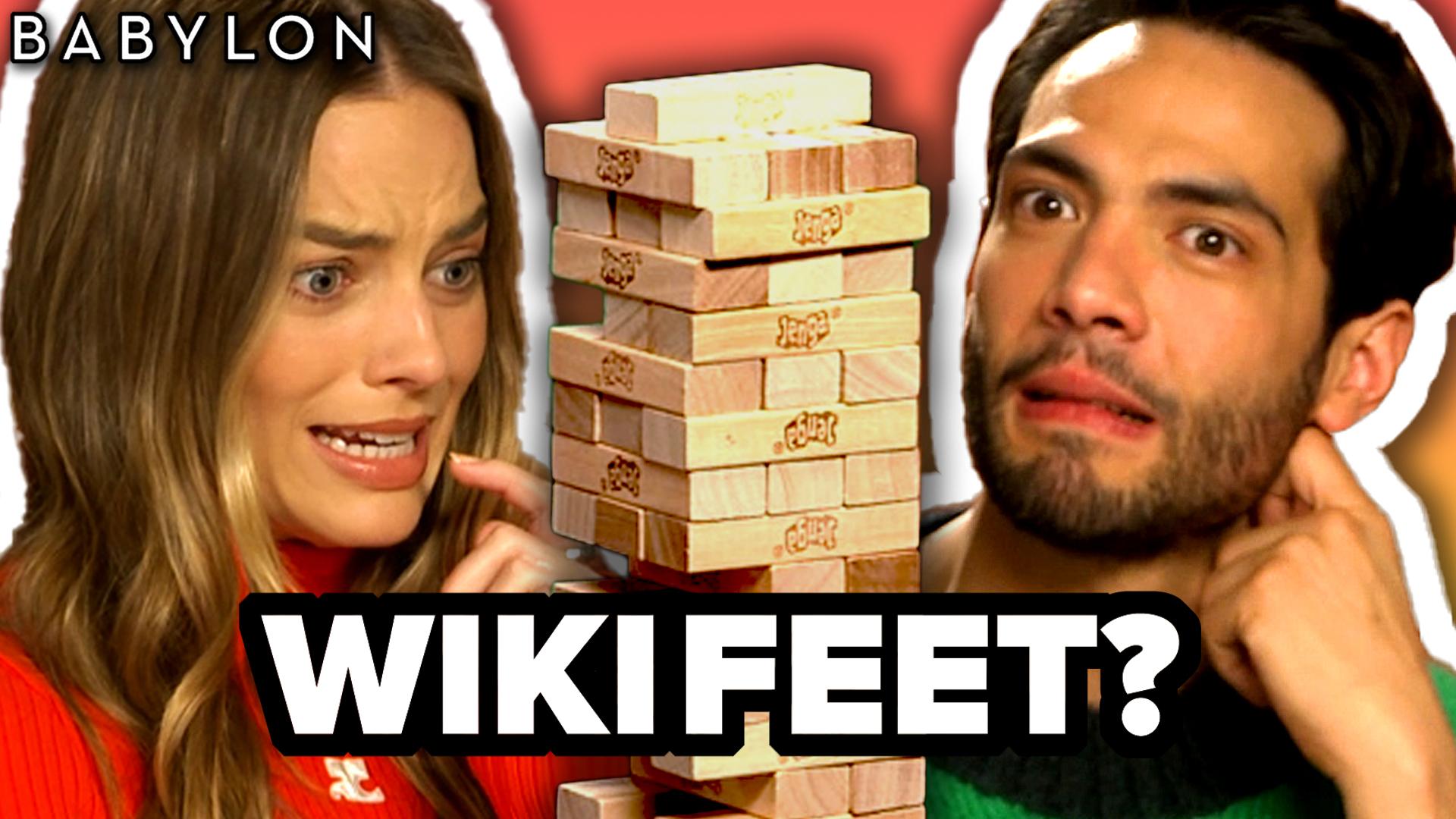 Margot Robbie & Diego Calva from Babylon Play Interview Jenga
