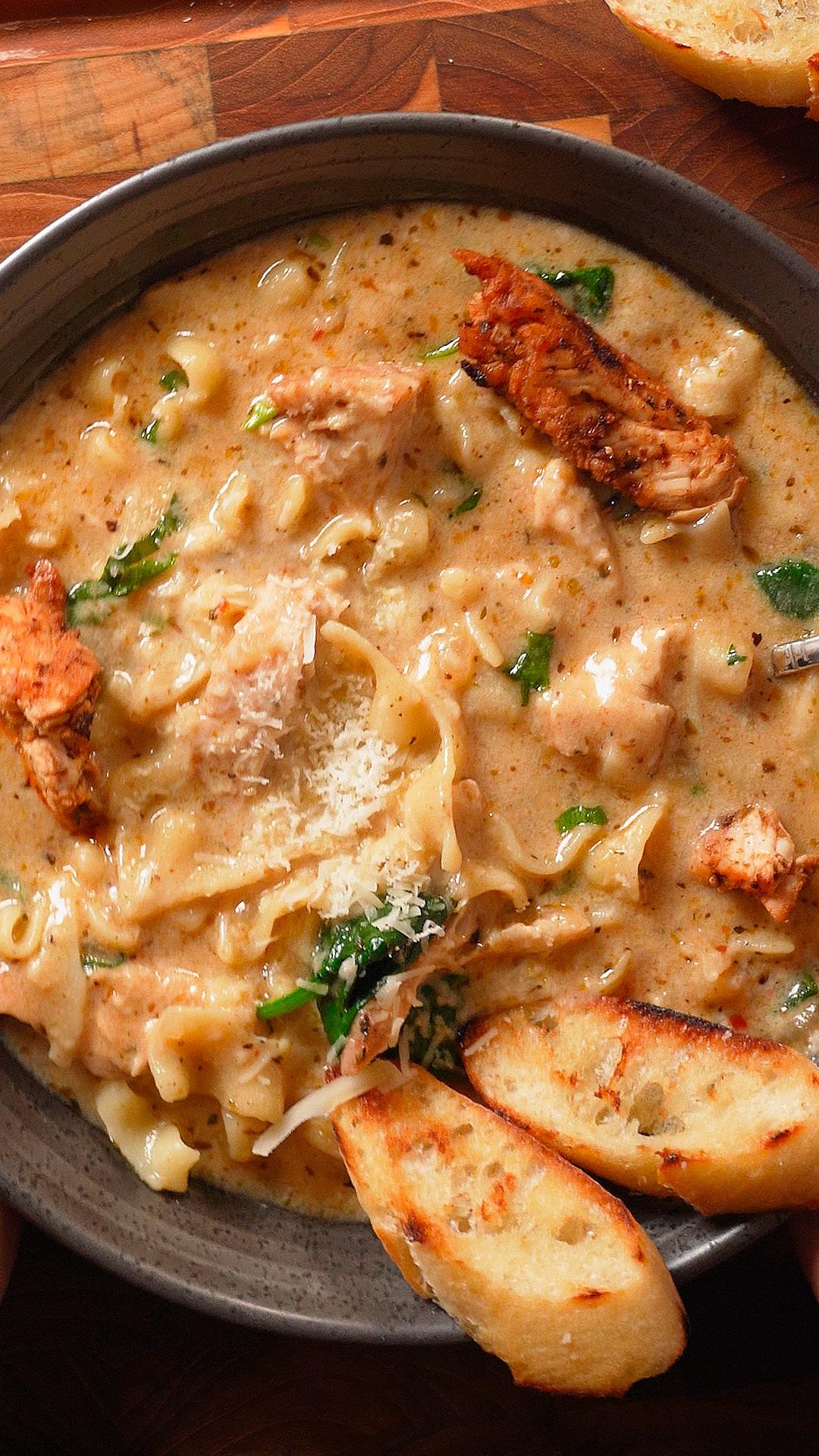 Creamy Alfredo Lasagna Soup With Chicken | Tasty