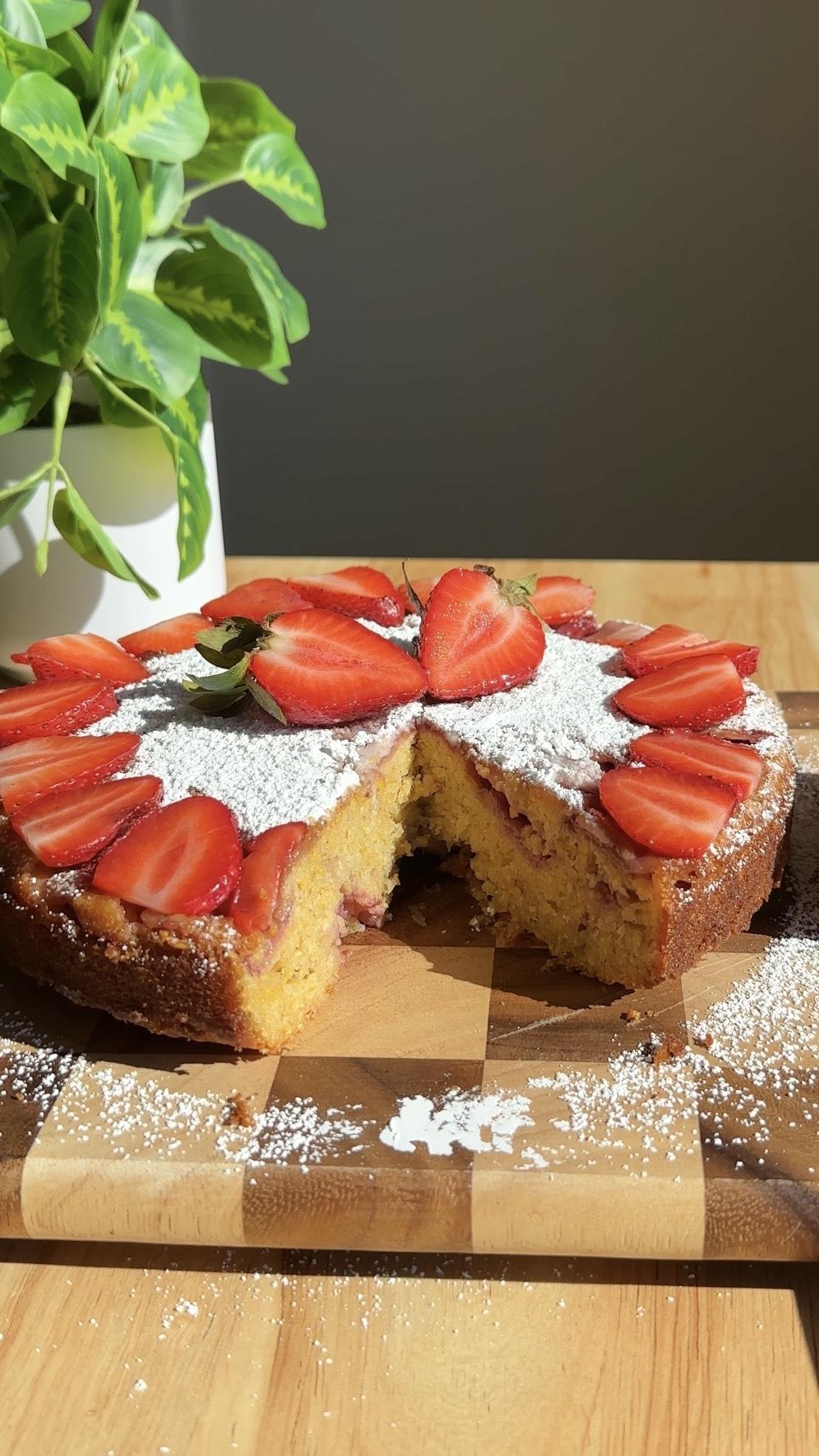 Strawberry-Olive Oil Corn Cake Recipe | Tasty